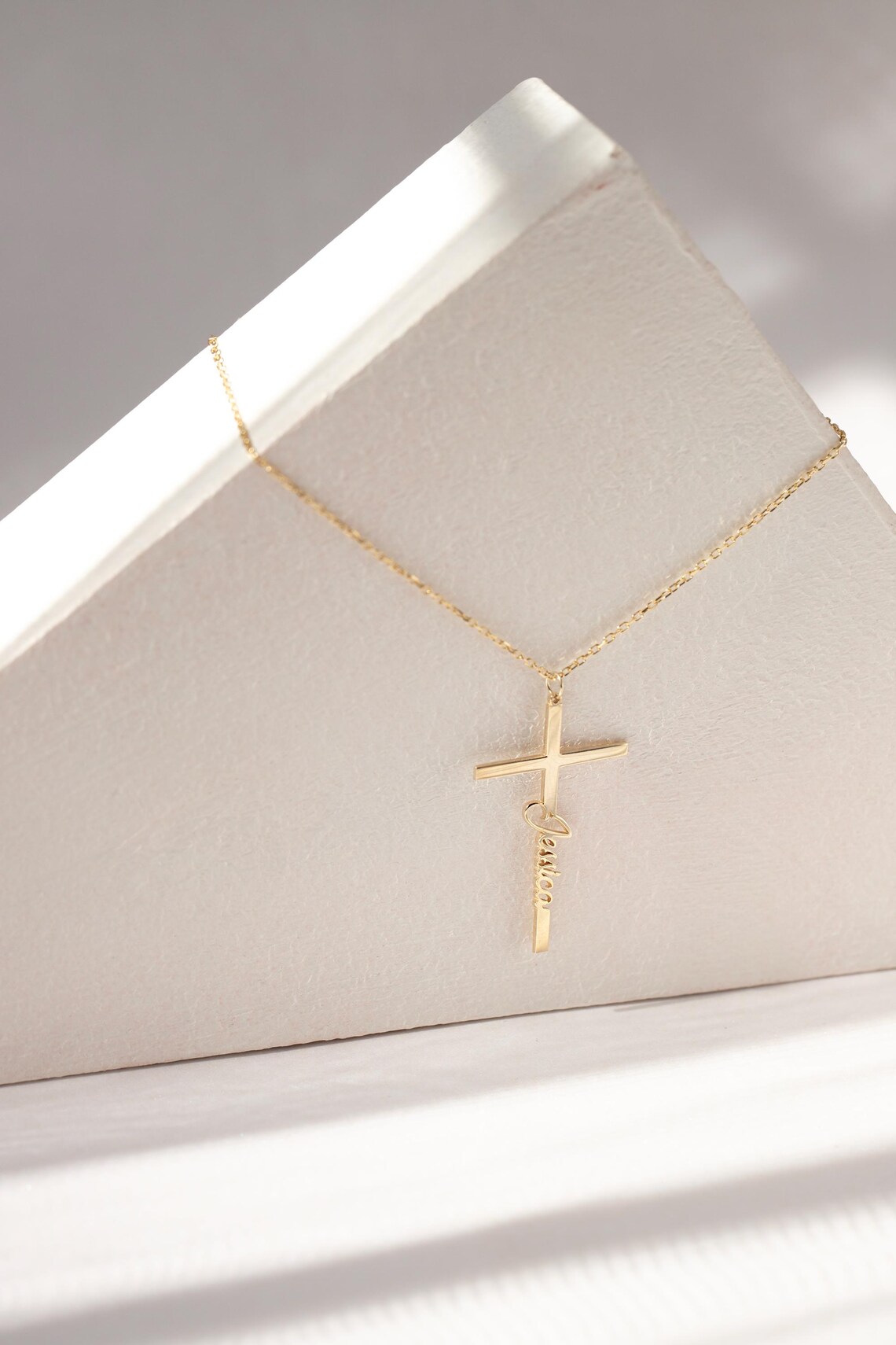 Personalized Gold Cross Name Necklace: Christening Baptism Gift - Etsy