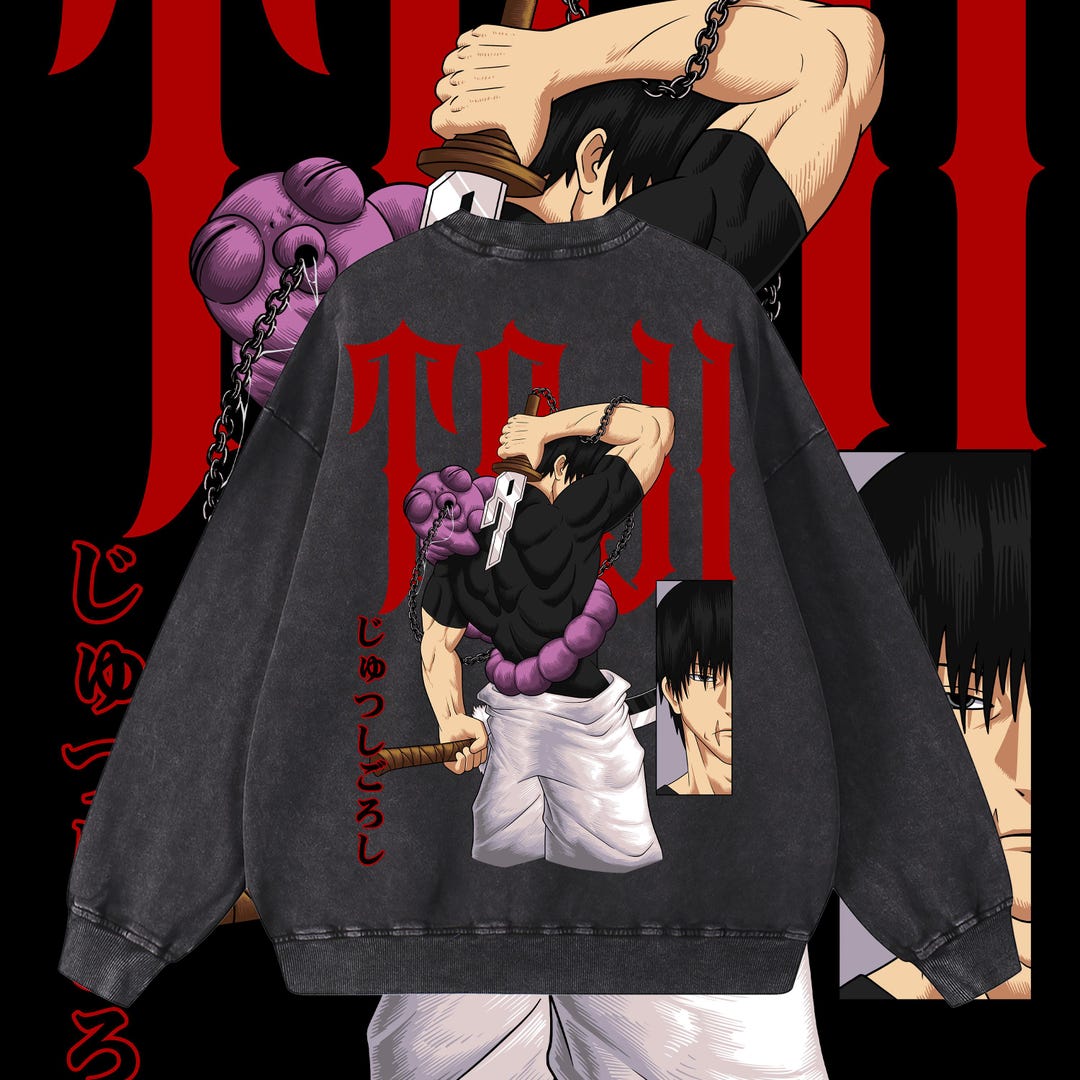 Toji Fushiguro Premium Acid-washed Anime Sweatshirt Heavyweight Unisex ...