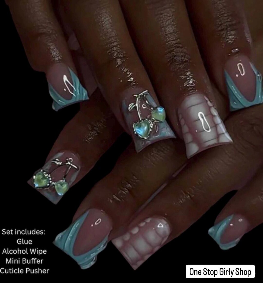 Short Croc Elegant Reusable Luxury Press on Nails. 24 Pieces. Long ...