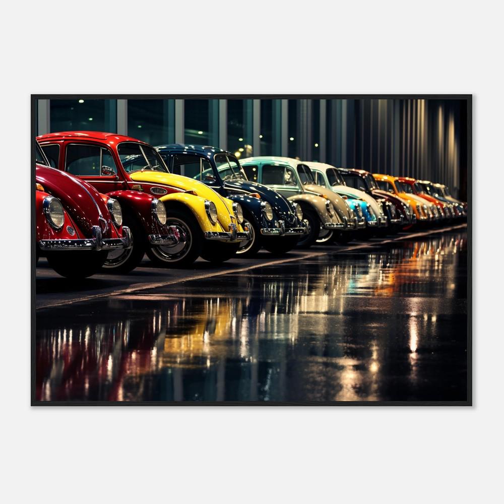 Vintage VW Beetles in a Row Art Print Classic Car Collection Wall Decor ...