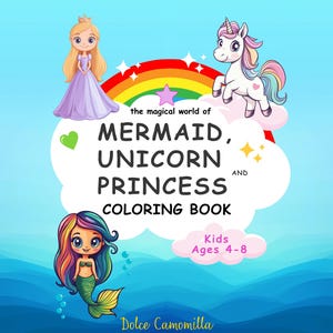 50 Mermaid, Princess, and Unicorns Coloring Pages, for Kids, Printable ...