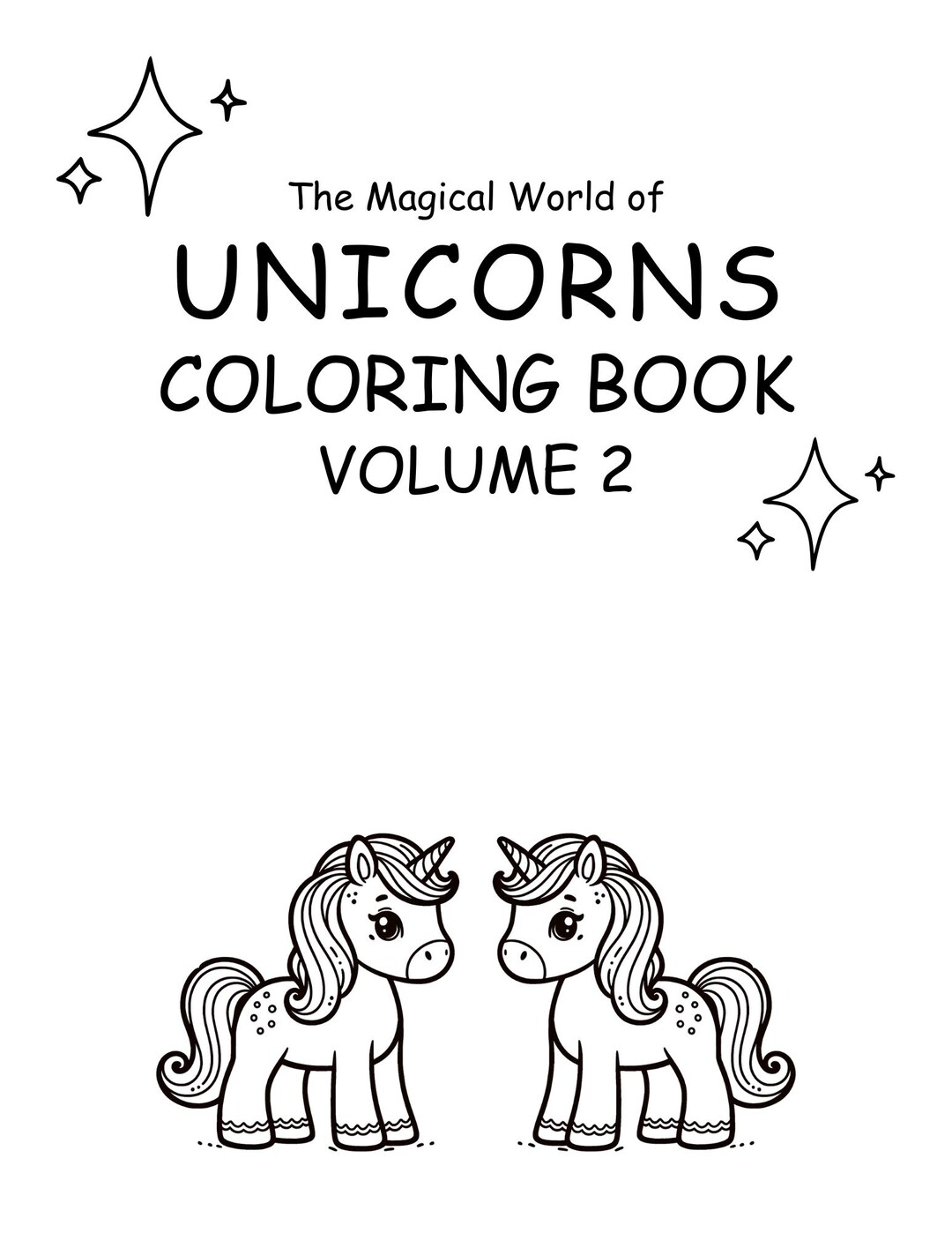 50 Unicorns Coloring Pages Volume 2, for Kids, Printable Coloring Book ...