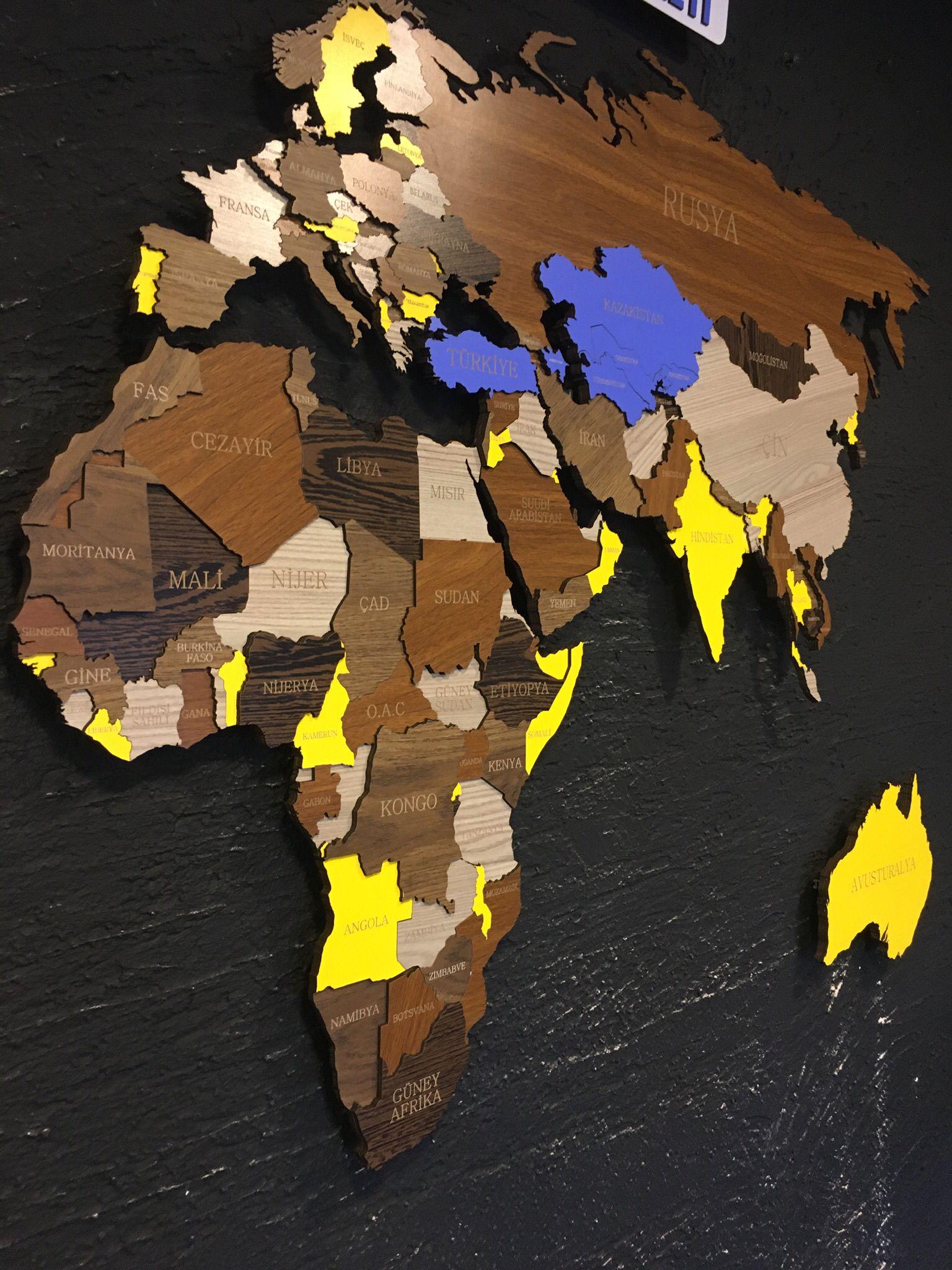 3D Detailed World Map, Wall Decor, Wooden Art, Led World Map - Etsy