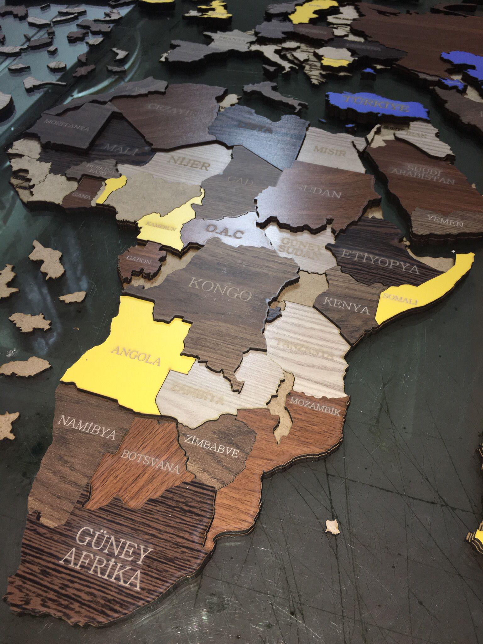 3D Detailed World Map, Wall Decor, Wooden Art, Led World Map - Etsy