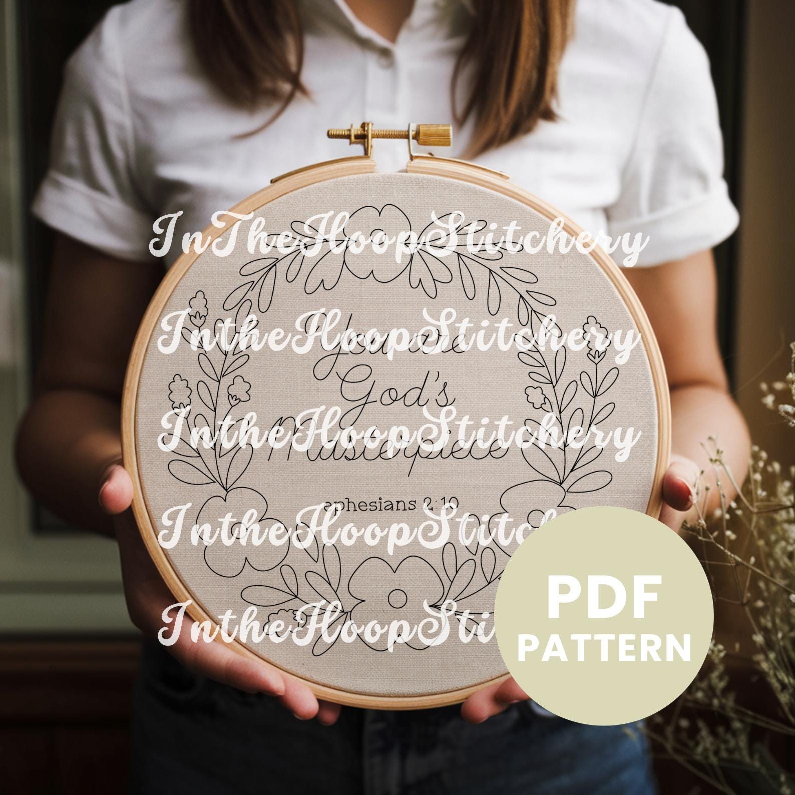 You Are God's Masterpiece Embroidery Pattern - Christian Hand ...
