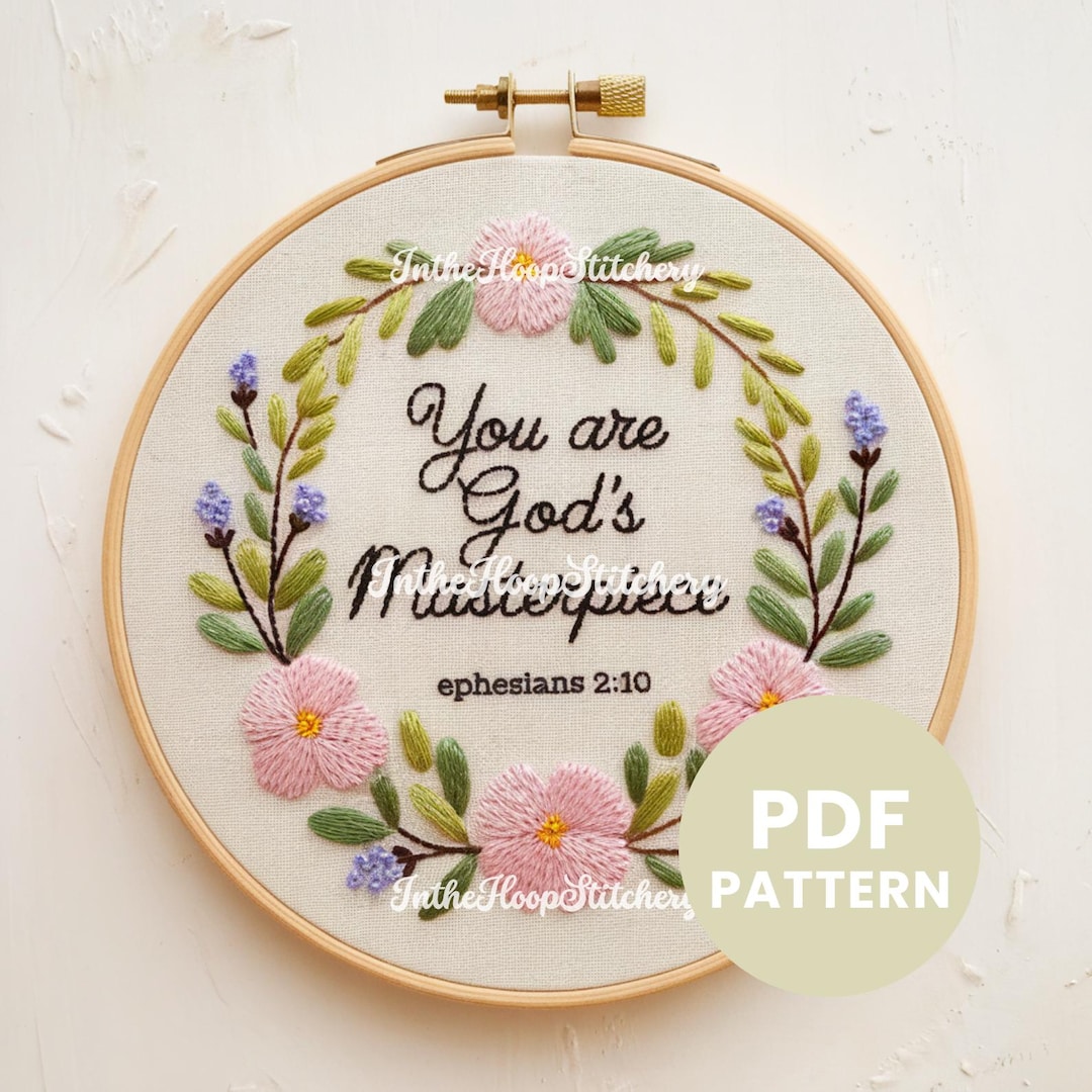 You Are God's Masterpiece Embroidery Pattern - Christian Hand ...