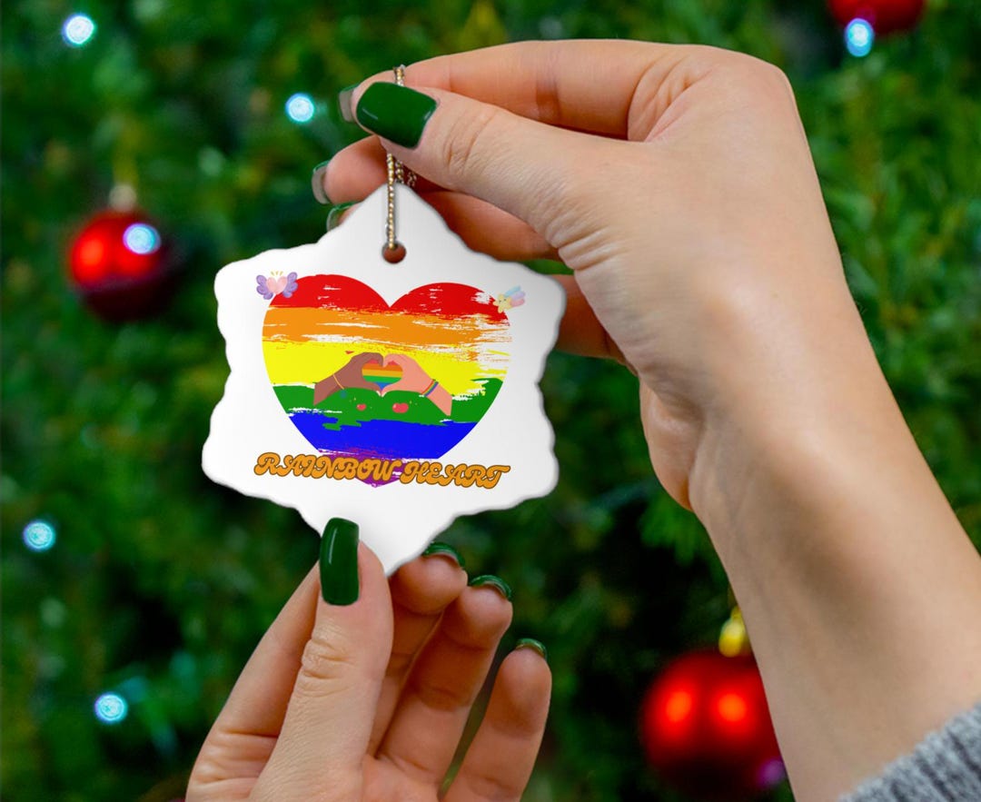 LGBTQ Rainbow Heart Ornament Pride Holiday Decor - Etsy