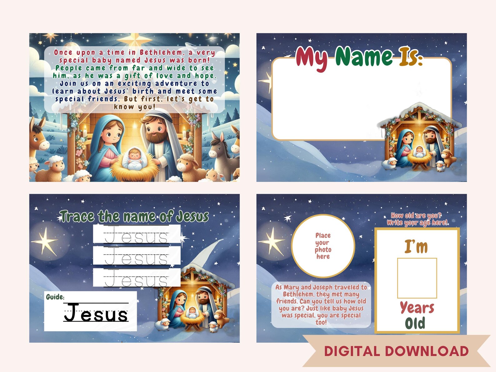 Nativity Scene Busy Book for Toddlers, Christmas Activities Learning ...
