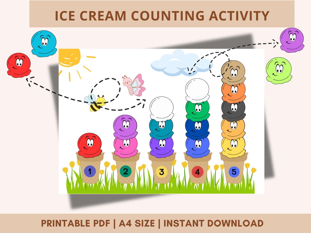 Ice Cream Counting Activity Math Printable, Preschool Worksheets ...