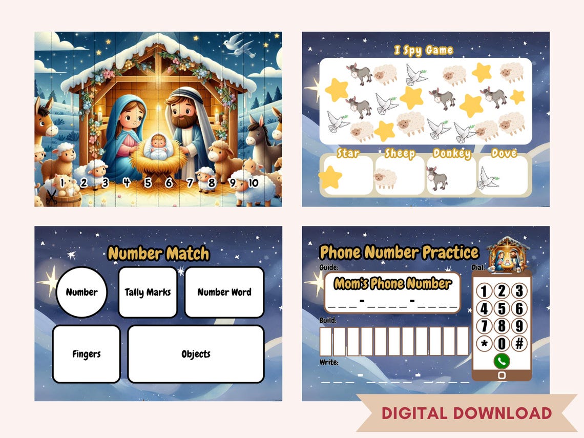 Nativity Scene Busy Book for Toddlers, Christmas Activities Learning ...