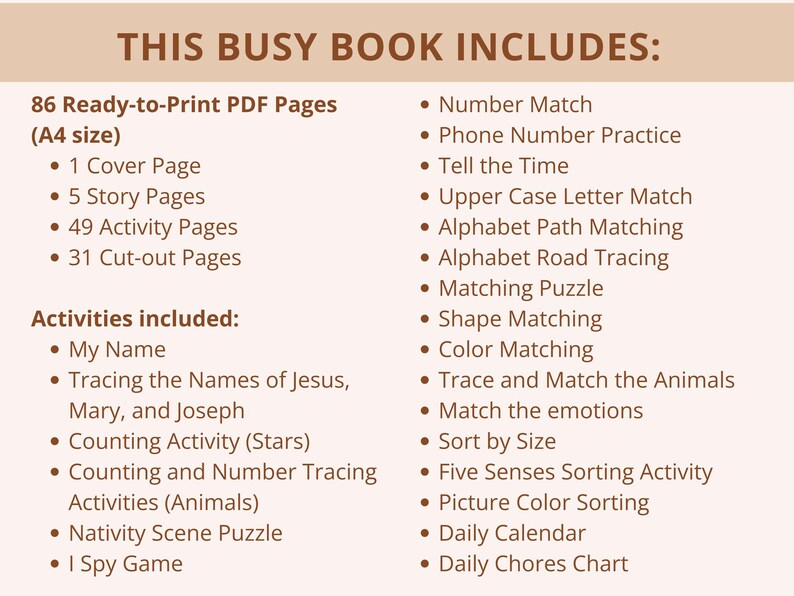 Nativity Scene Busy Book for Toddlers, Christmas Activities Learning ...