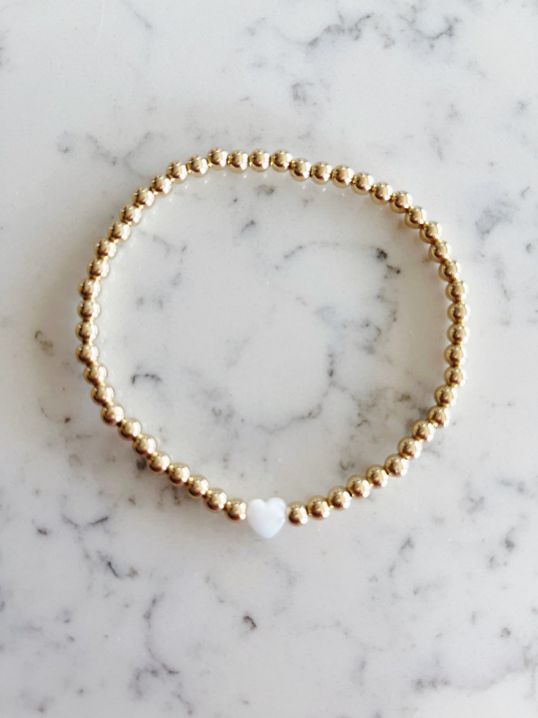 Mother of Pearl Small Heart Bracelet - Etsy
