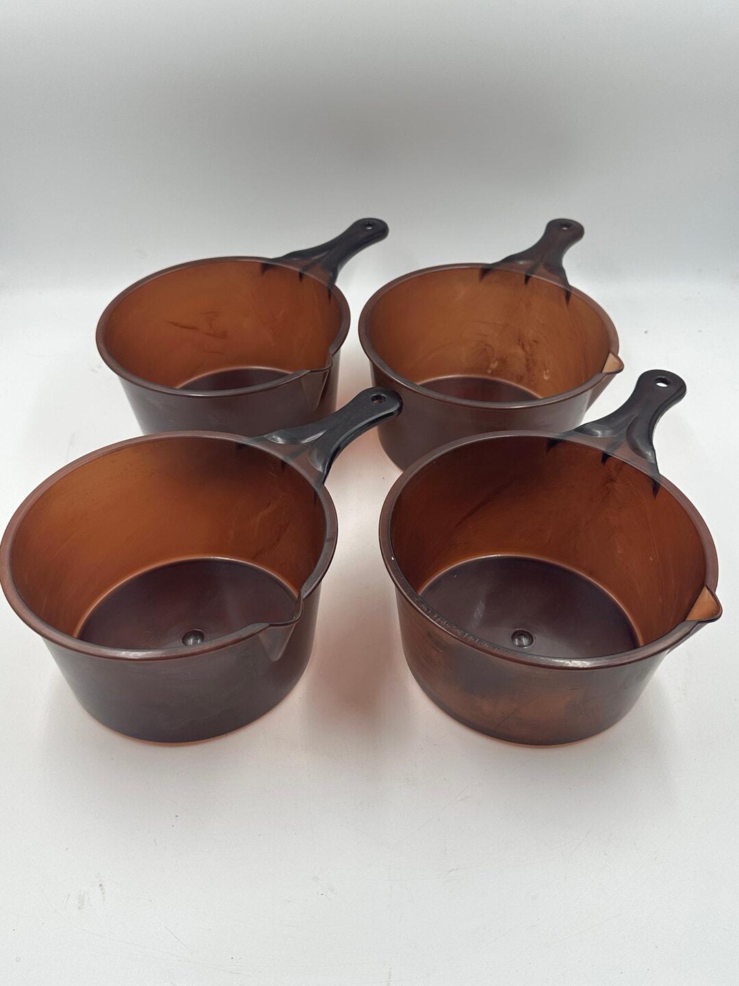 Set of 4 Vintage Amberware Microwave Cookware 1 QT Sauce Pan With ...