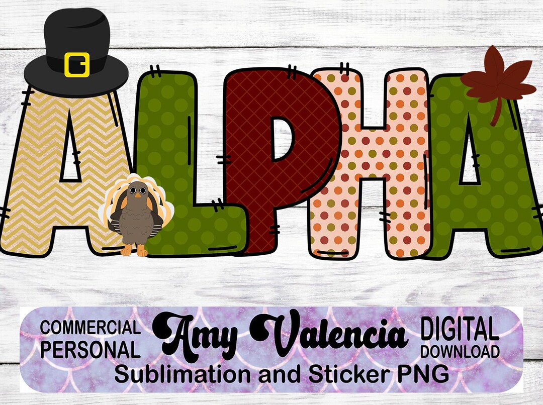 Thanksgiving Doodle Letters PNG| Thanksgiving Alphabet PNG ...