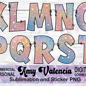 Glitter Doodle Alphabet PNG Doodle Sublimation Alpha Set Design PNG ...