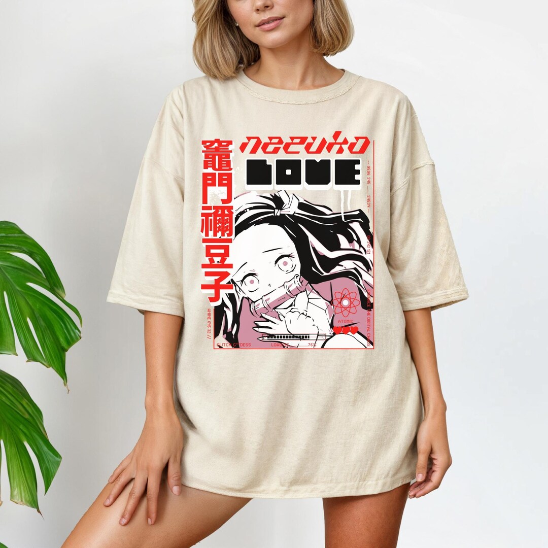 Anime Nesuko Oversized T-shirt, Anime Manga Street Tee, Relax Tee ...