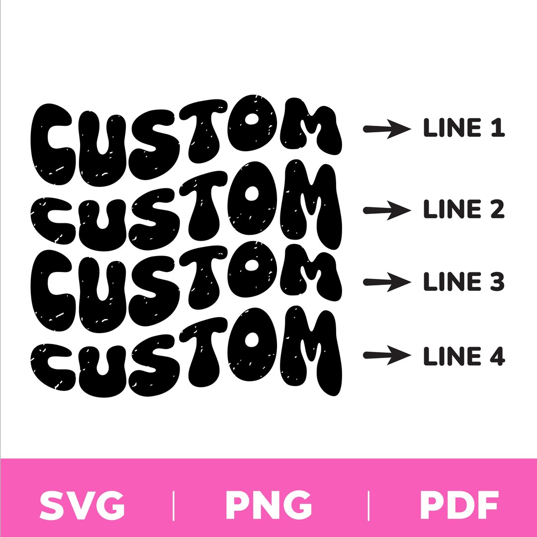 Custom Wavy Retro Text SVG: Personalized Groovy Font (digital Download ...