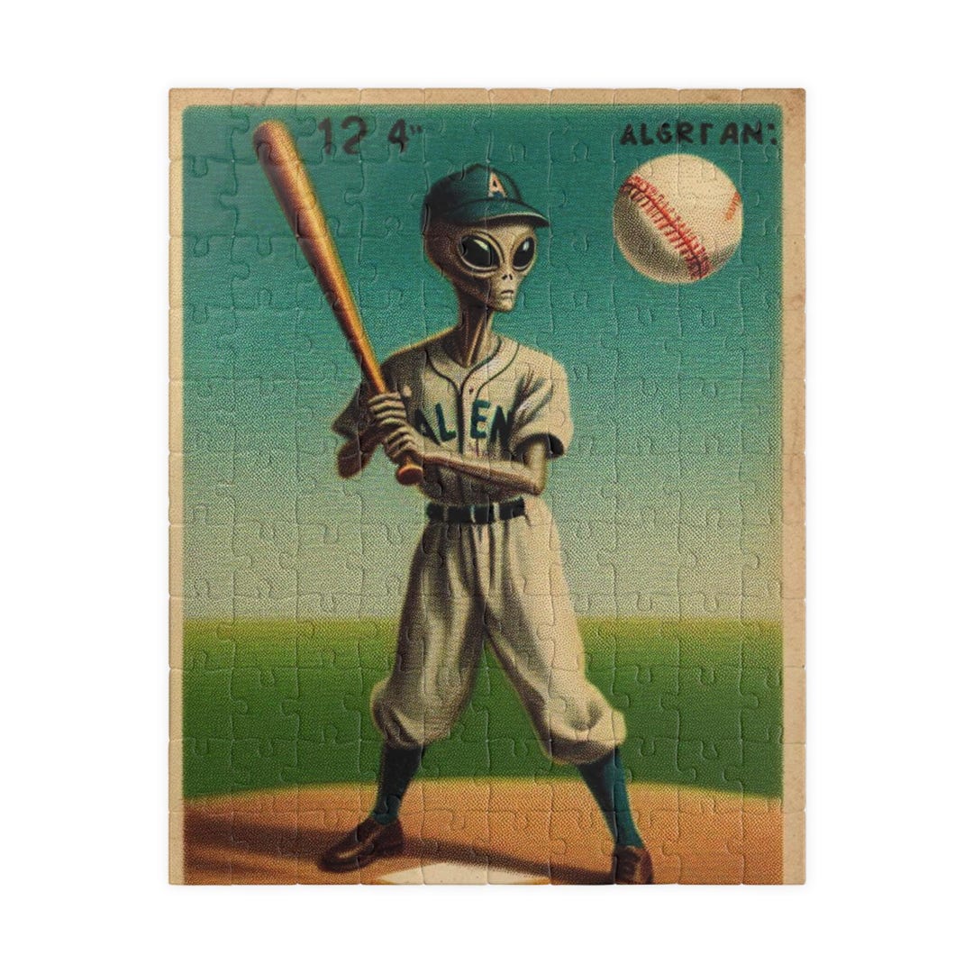 Alien Playing Baseball Puzzle - Etsy