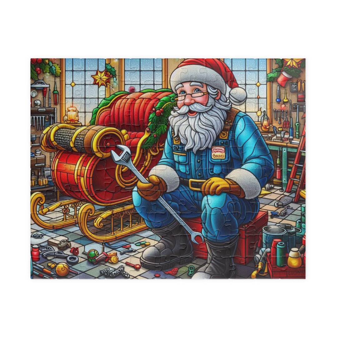 Puzzle Santa's Stained Glass Workshop, Christmas Jigsaw 110-1014 Pieces ...
