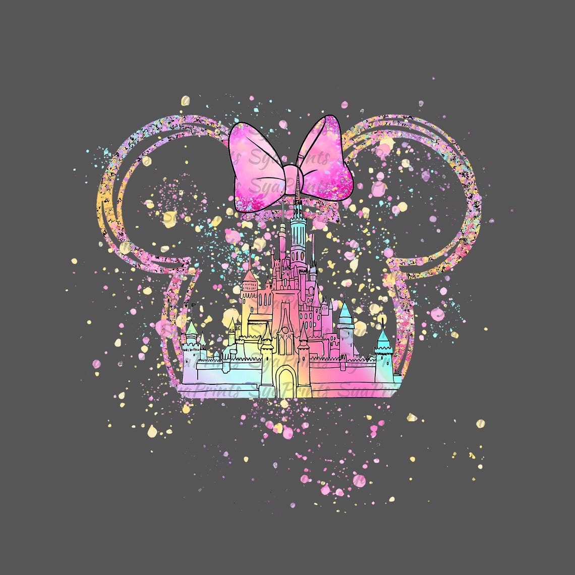 Watercolor Castle Png, Mouse Ear Castle Png, Retro Colorful Castle Png ...