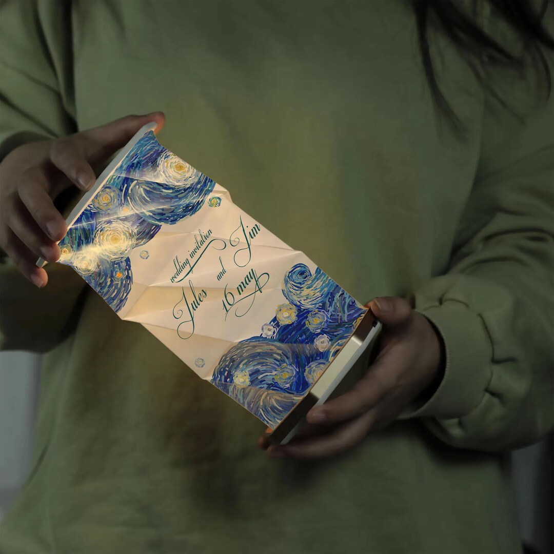 Custom Starry Night Wedding Invitation Lamp – Personalized Rotating ...