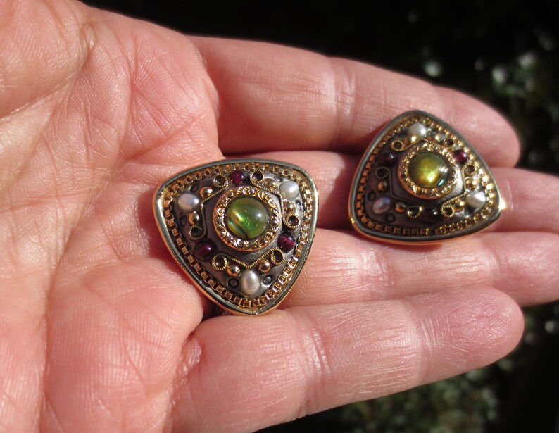 Michael Golan Clip on Earrings Designer Costume Jewelry Chunky - Etsy