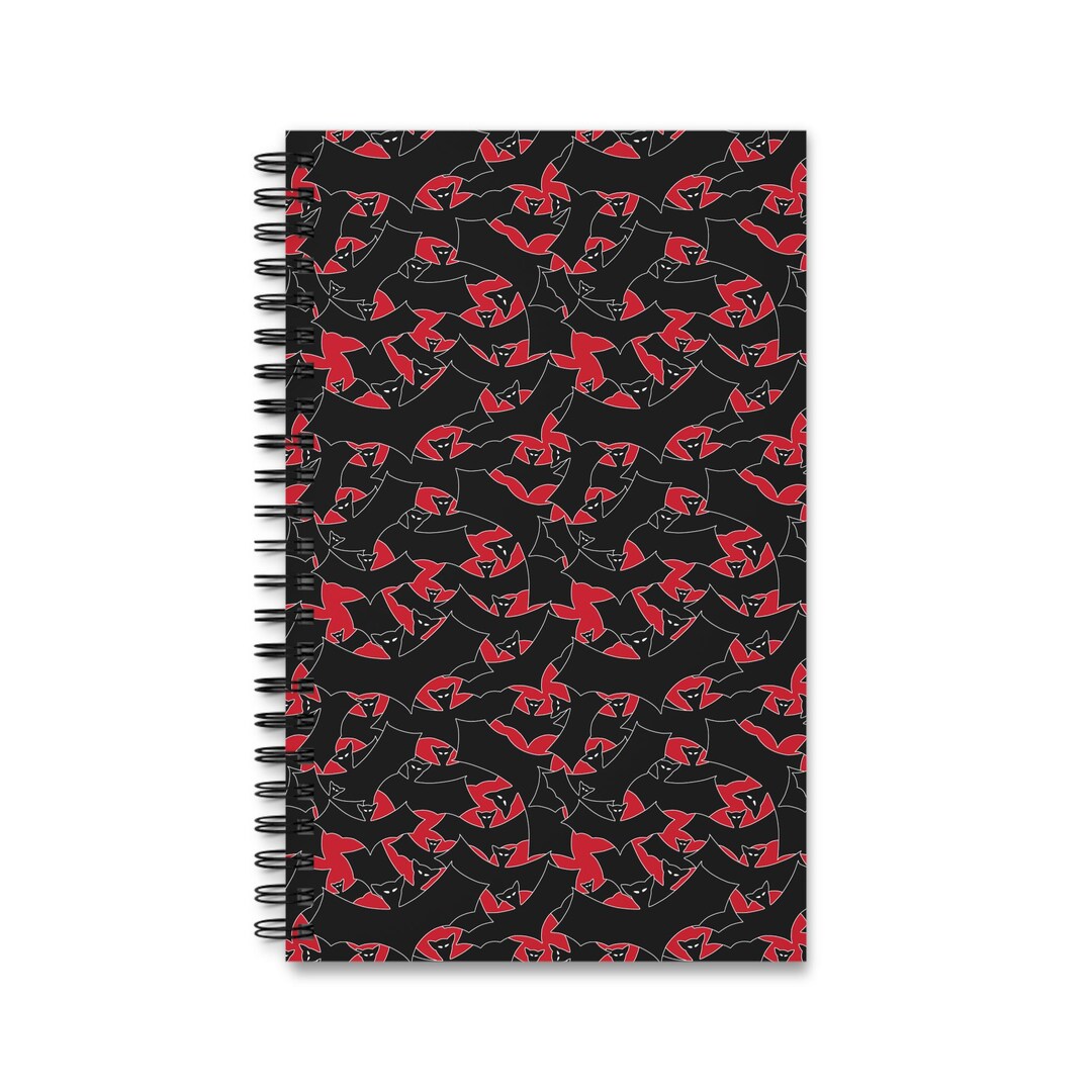 Cartoon Bats Spiral Journal - Dark Flying Bat Atmosphere Notebook ...