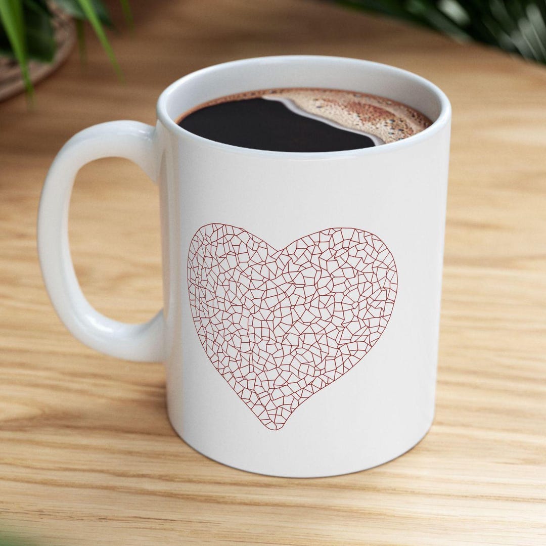 Broken Heart Lineart Design Mug, Heart Mug, Heartbreak Gift, Love Mug ...