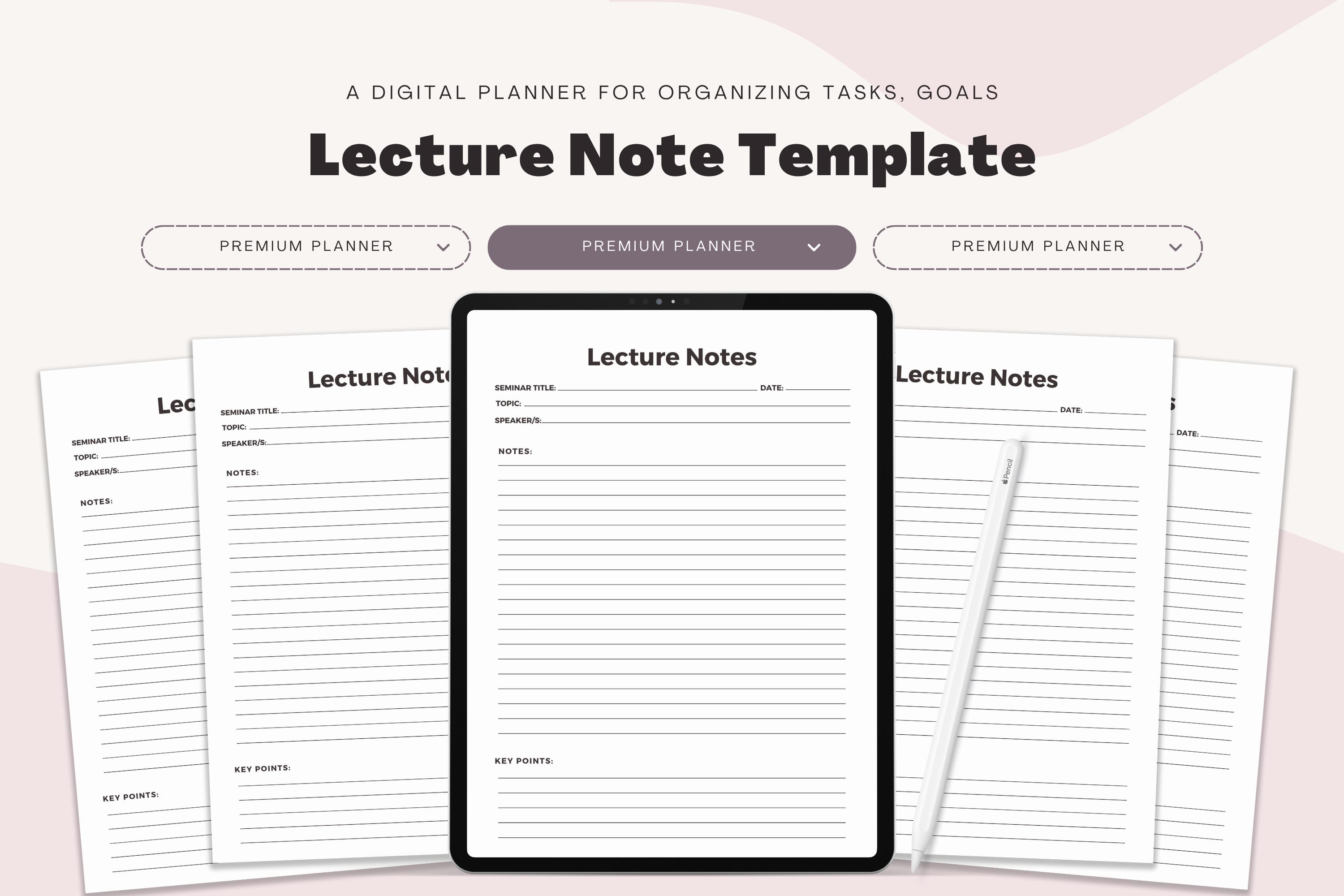Lecture Note Template Printable – Student Note-taking PDF, Seminar ...