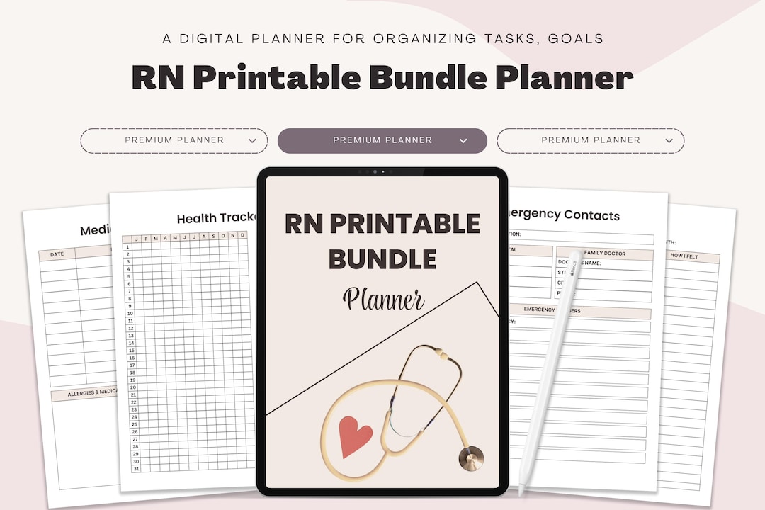 RN Nurse Printable Planner Bundle | Medical Health Organizer PDF ...