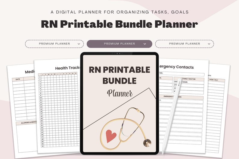 RN Nurse Printable Planner Bundle | Medical Health Organizer PDF ...