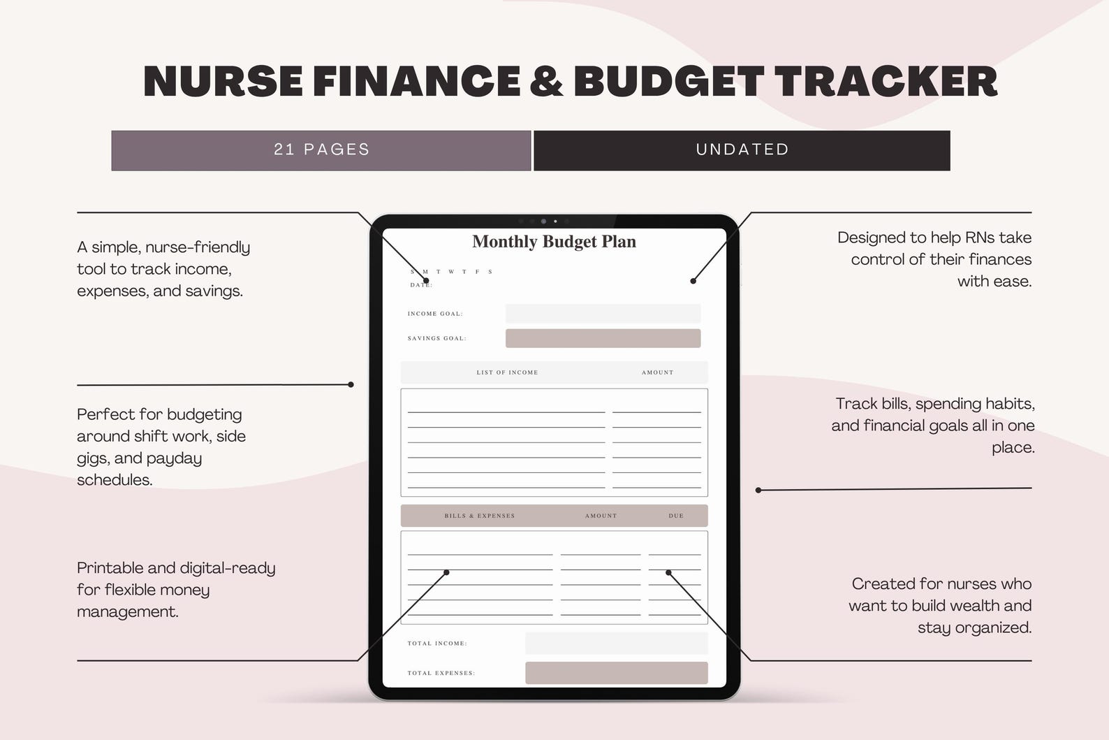Nurse Finance Budget Tracker – Printable Financial Planner for Nurses ...