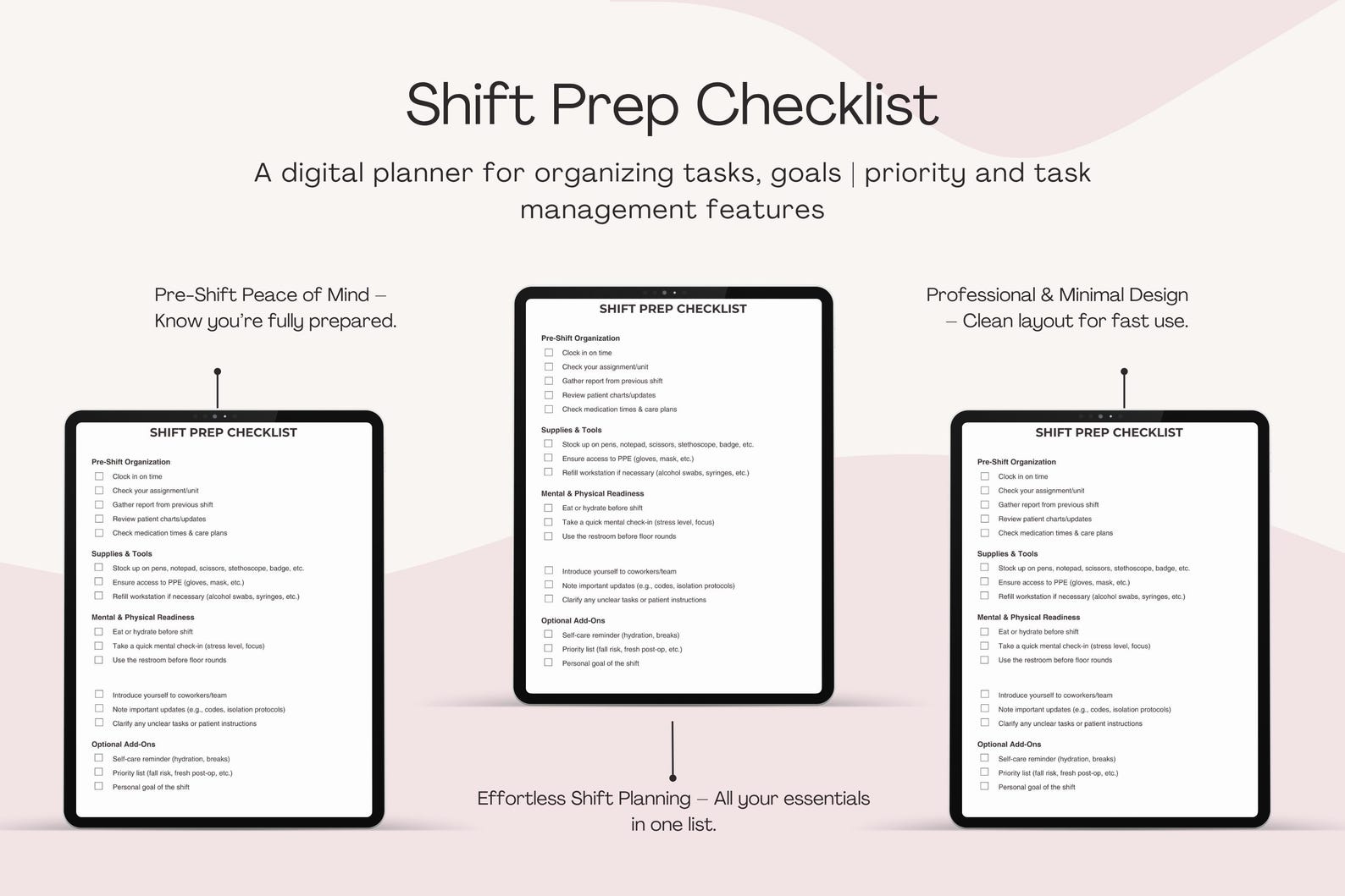 Shift Prep Checklist for Nurses – Printable Digital Download, Pre-shift ...