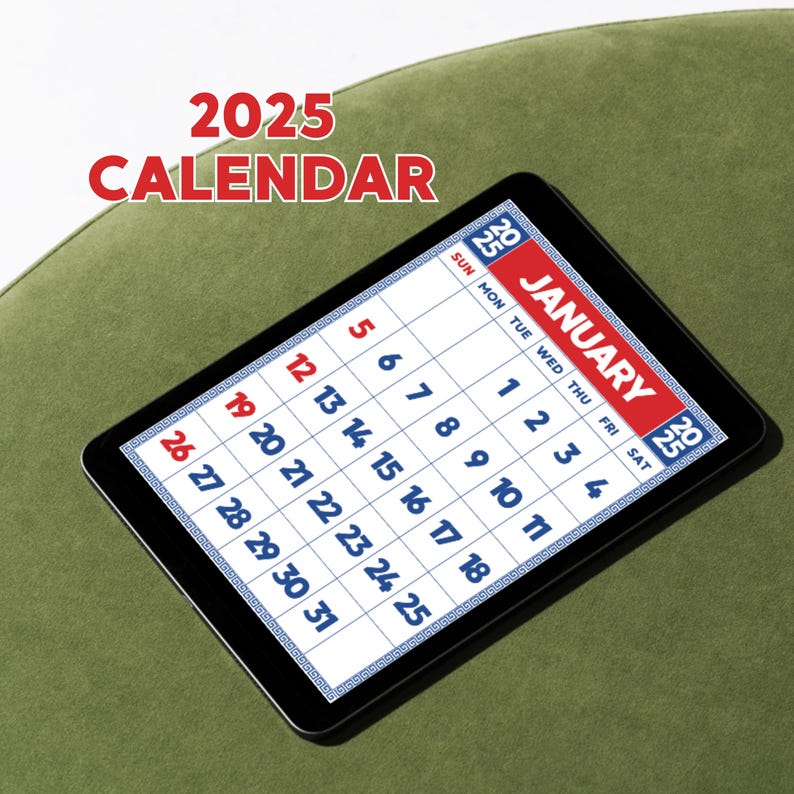 Maximalist Red and Blue Filipino Chinese 2025 Commercial Calendar Tri ...