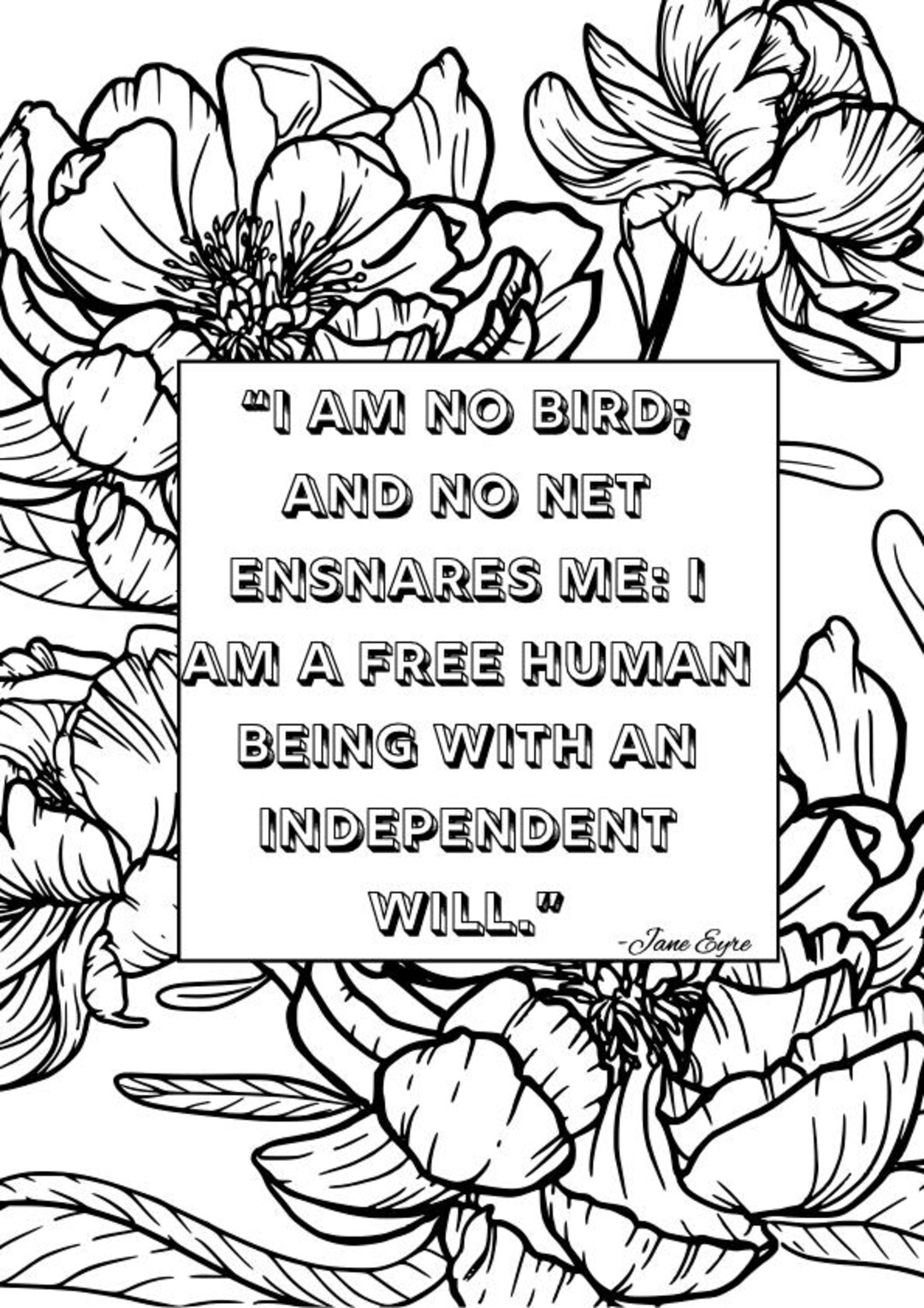 Jane Eyre Coloring Page Printable | Classic Literature Art | Adult ...