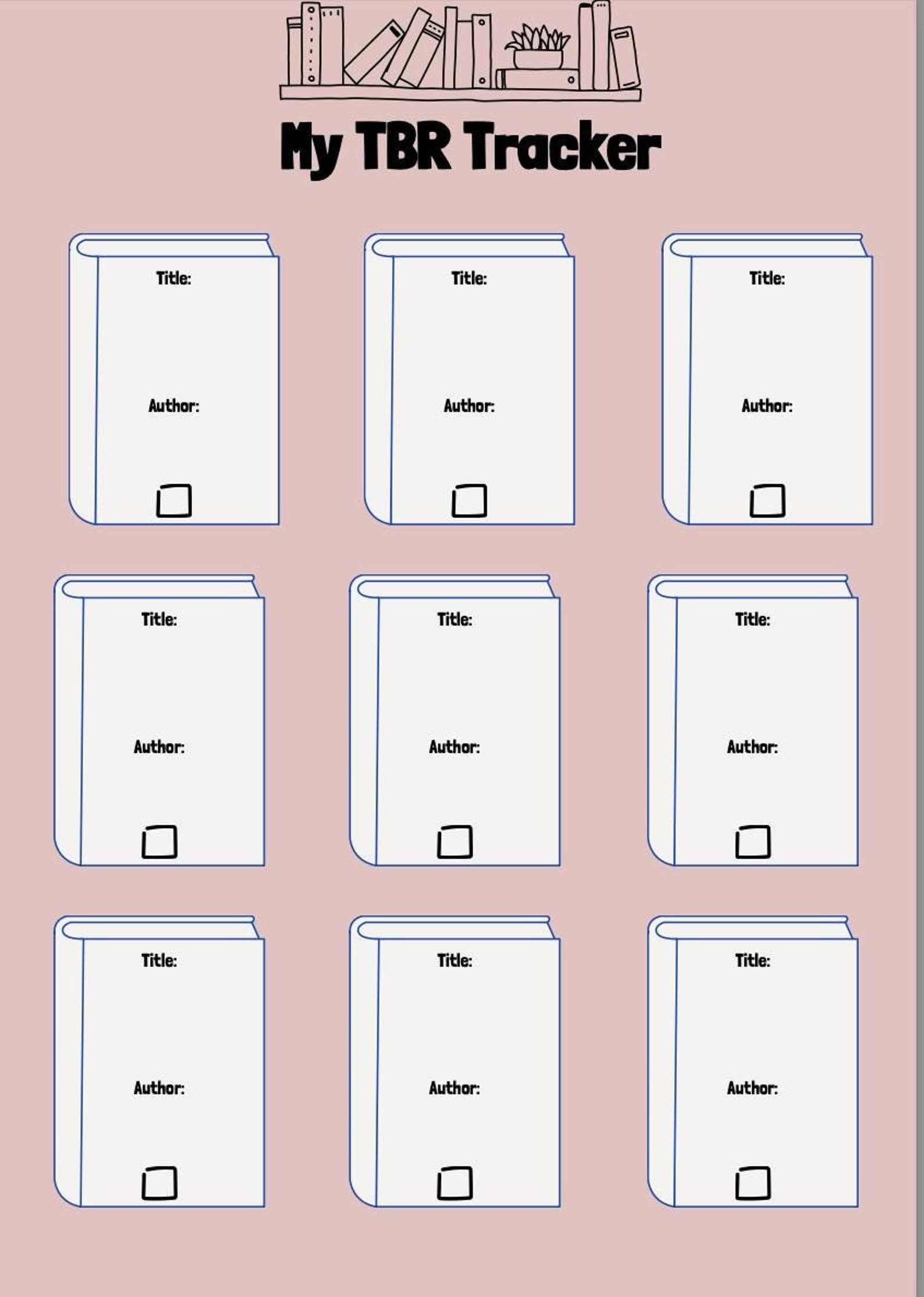 TBR Tracker Printable | Reading List Planner | Book Lover's Reading Log ...