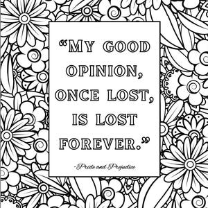 Pride and Prejudice Quote Coloring Page Printable | Jane Austen ...
