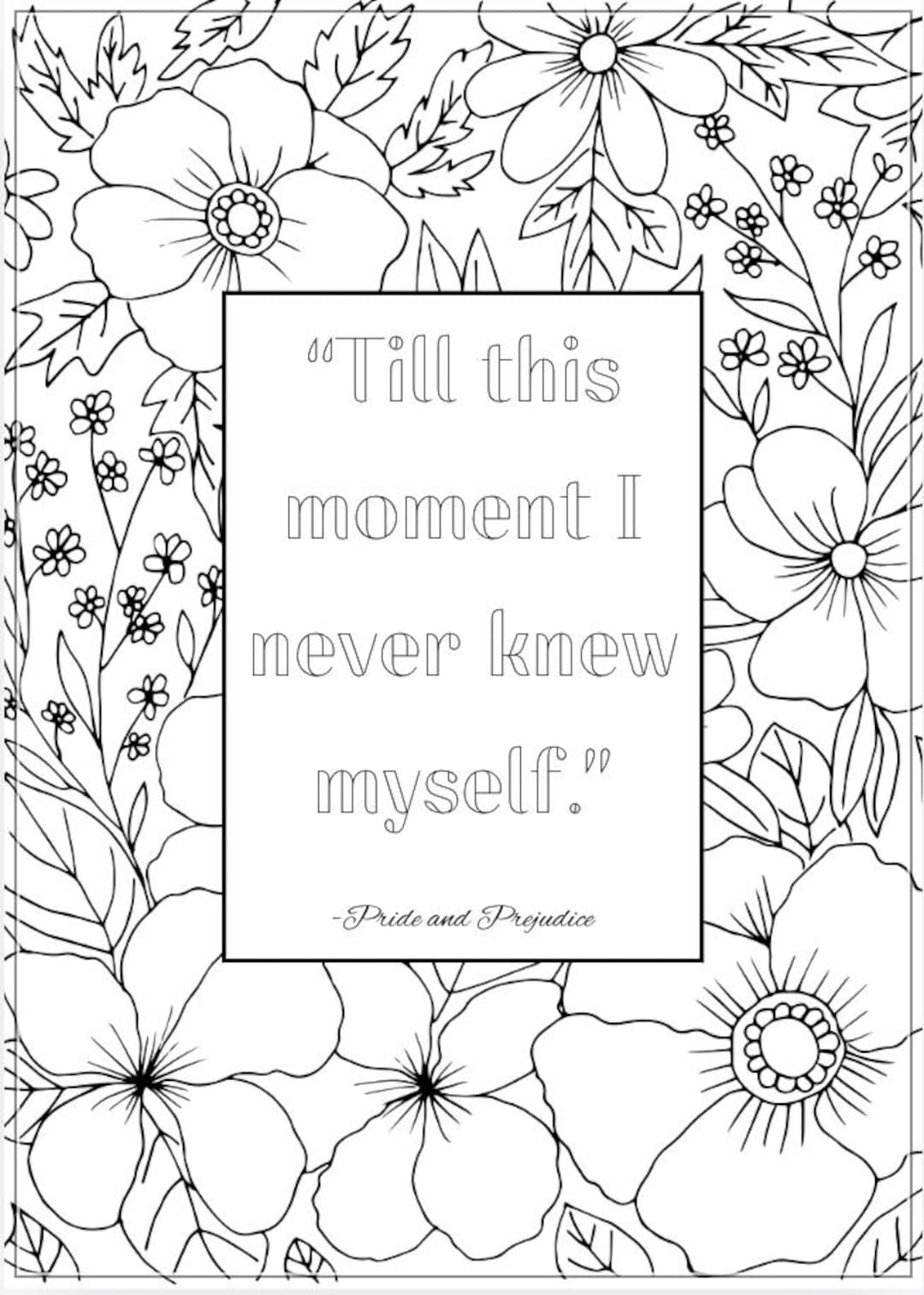 Pride and Prejudice Quote Coloring Page Printable | Jane Austen ...