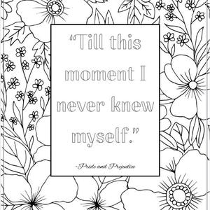 Pride and Prejudice Quote Coloring Page Printable | Jane Austen ...