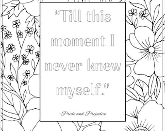 Pride and Prejudice Quote Coloring Page Printable | Jane Austen ...