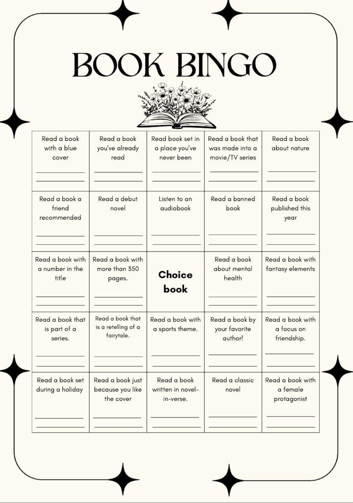 Book Bingo Reading Challenge – Printable Book Tracker | Fun Reading ...