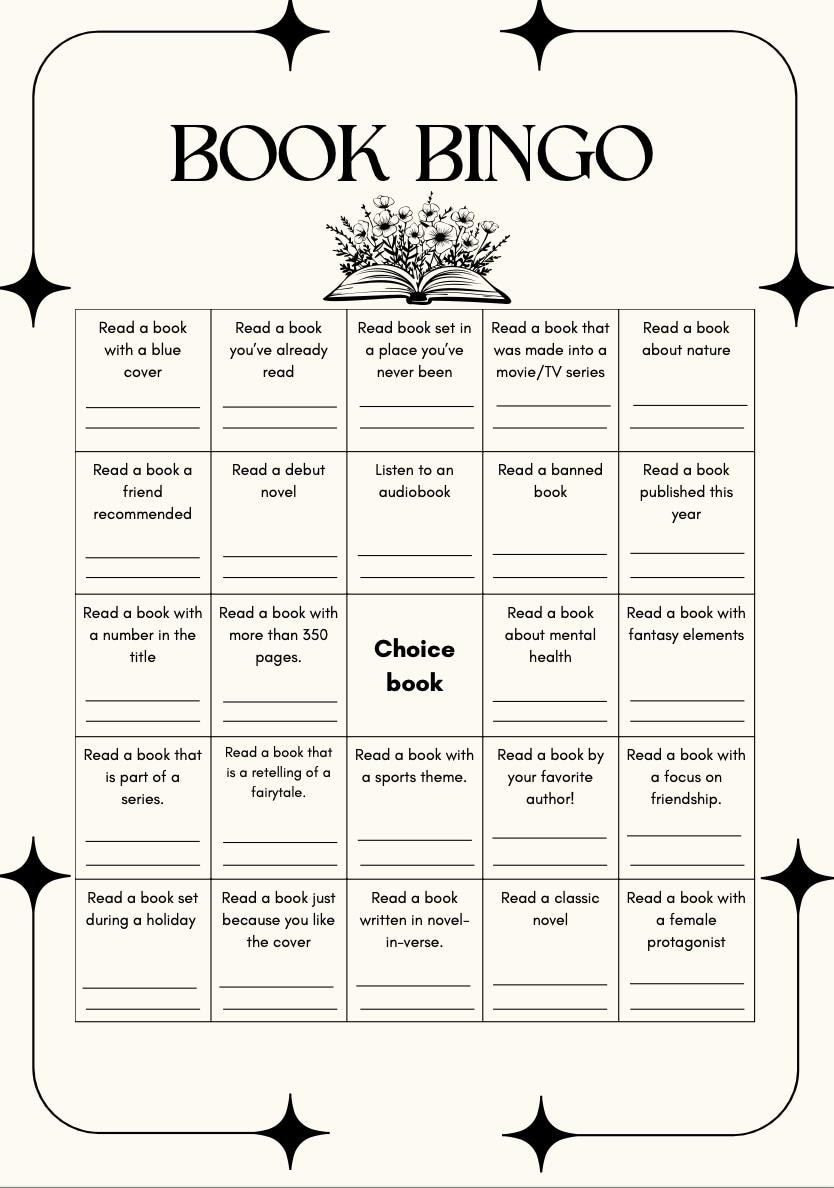 Book Bingo Reading Challenge – Printable Book Tracker | Fun Reading ...