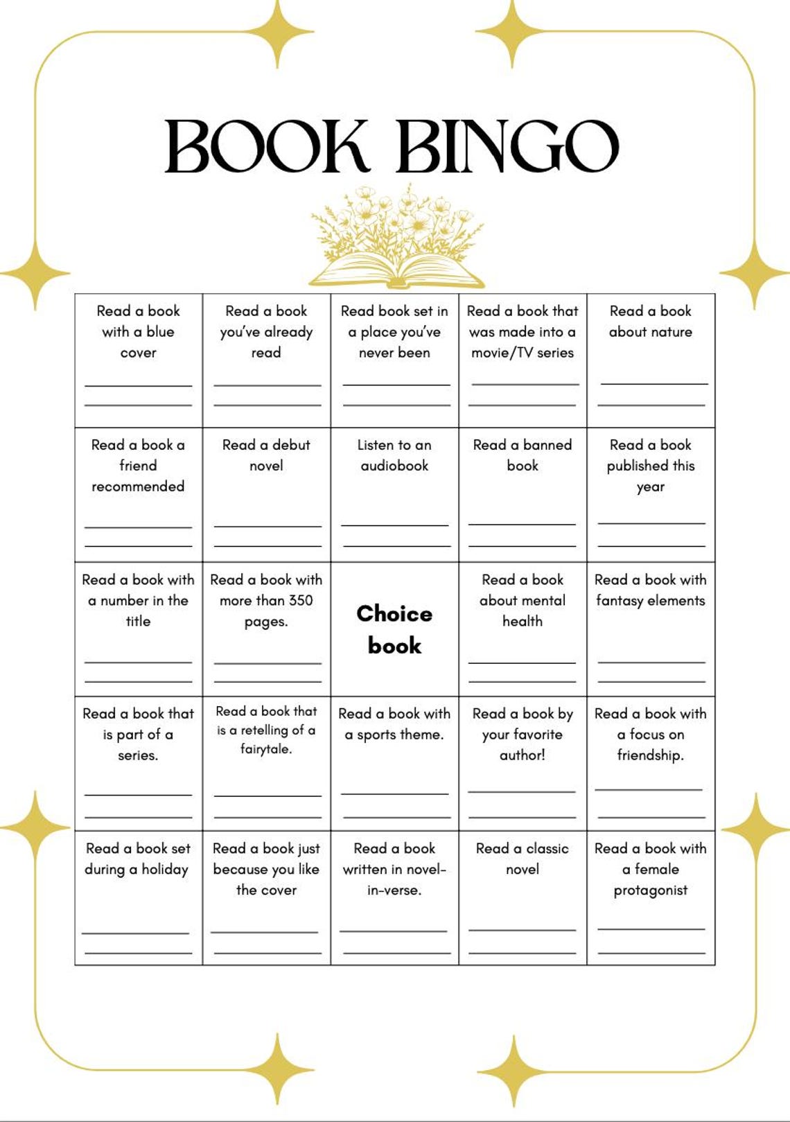 Book Bingo Reading Challenge – Printable Book Tracker | Fun Reading ...