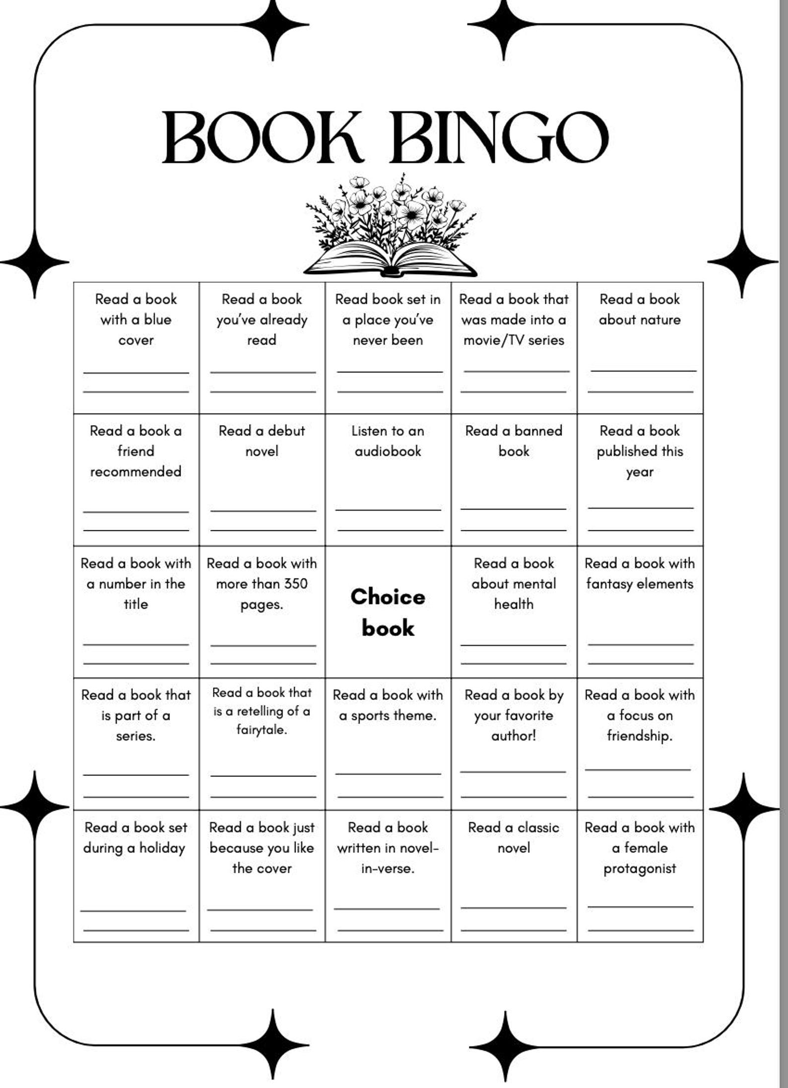 Book Bingo Reading Challenge – Printable Book Tracker | Fun Reading ...