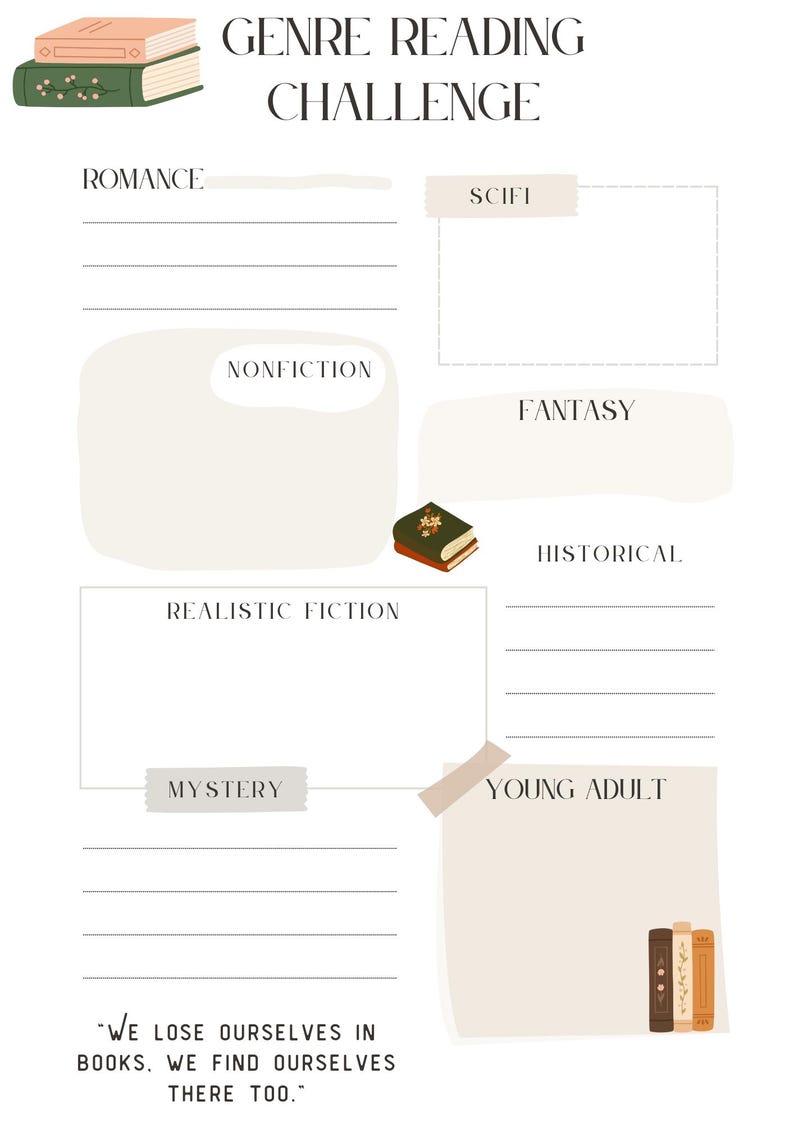 Genre Reading Challenge Printable – 8 Book Genres to Explore | Fun ...