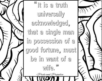 Pride and Prejudice Quote Coloring Page Printable | Jane Austen ...