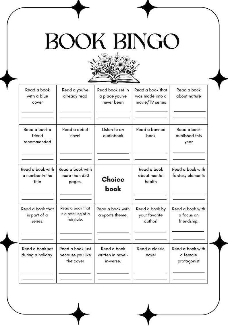 Book Bingo Reading Challenge Printable Book Tracker Fun Reading Goals ...