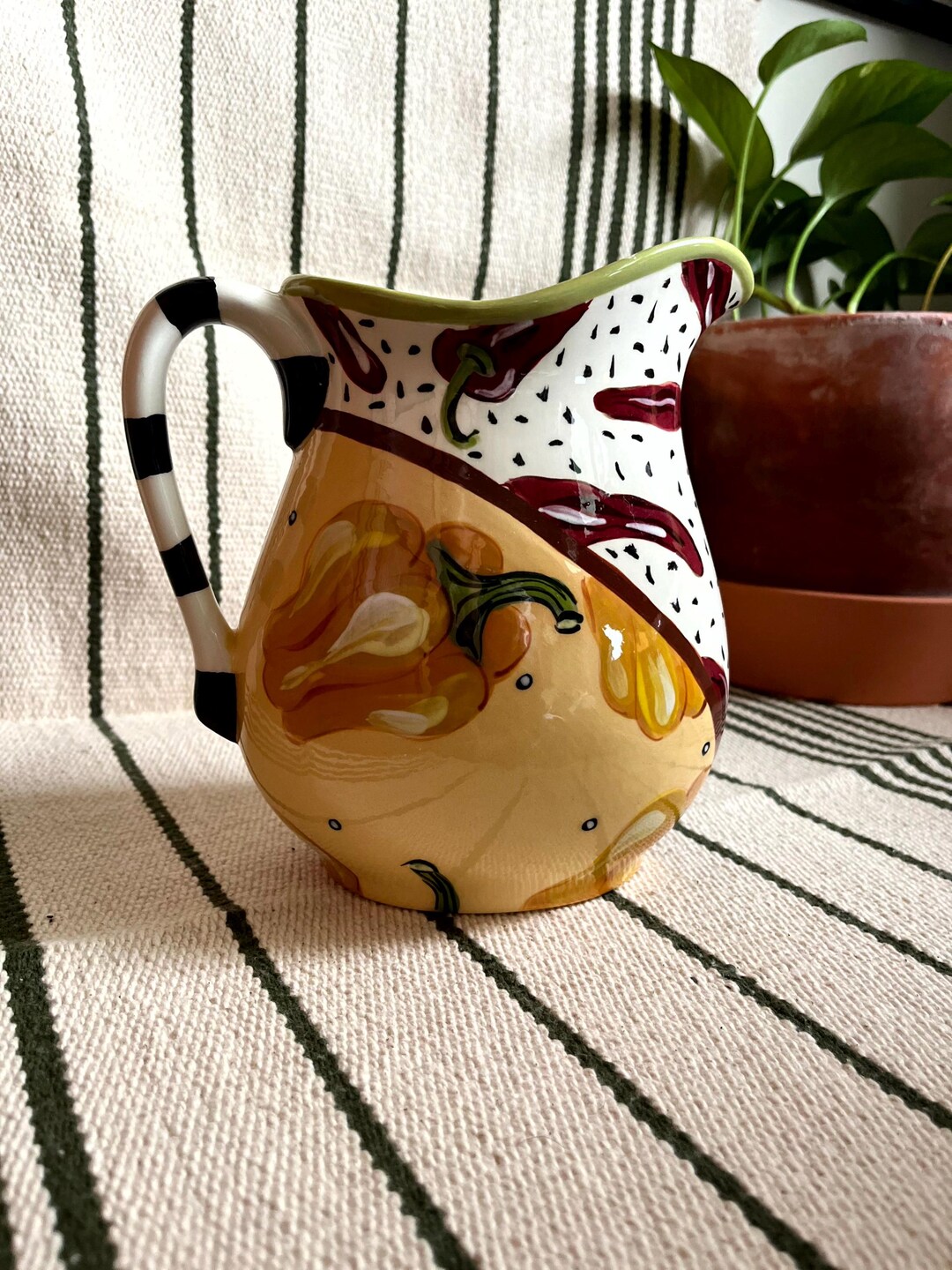 Droll Designs Pitcher Hand Painted Unique 7 1/2" 48oz - Etsy