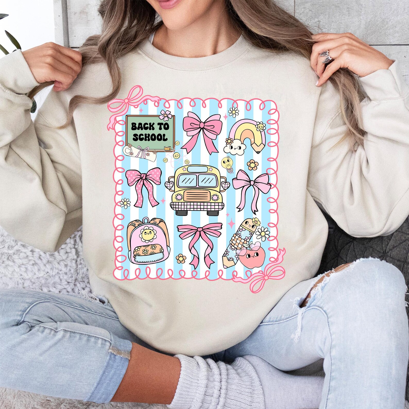 Preppy Back to School Coquette Png, Coquette First Day of School Png ...
