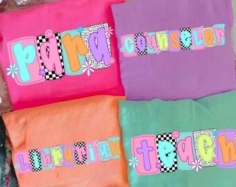 Custom Retro School Occupation PNG Bundle, Back to School Teacher Sped ...